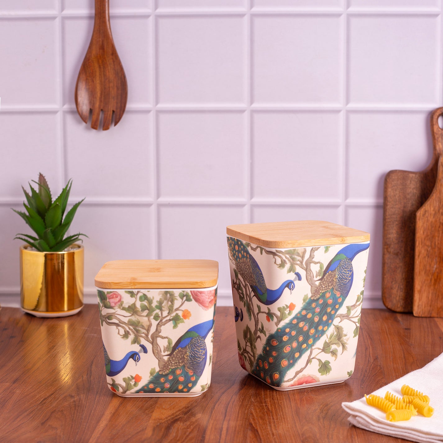 Majestic Peacock Storage Air-Tight Bamboo Canisters – The Bamboo Co